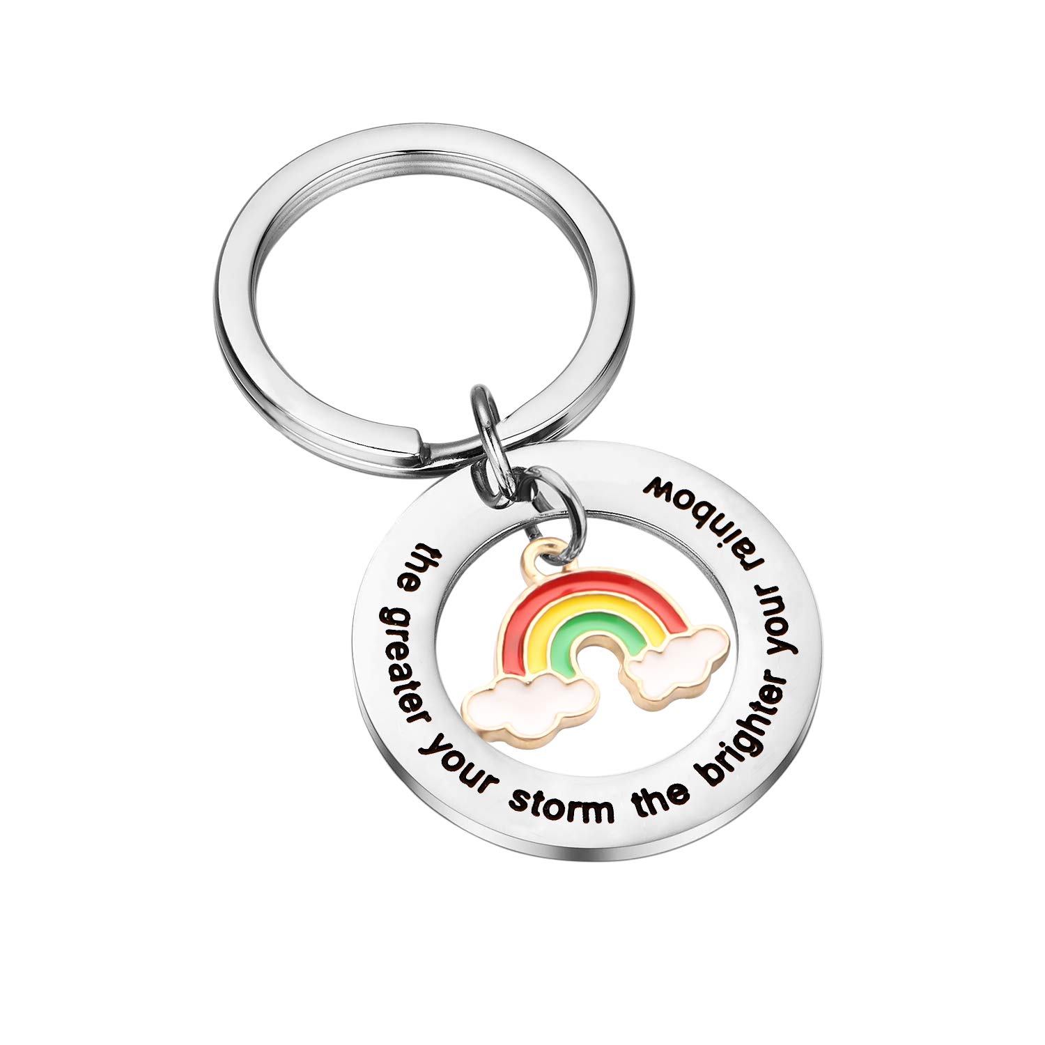 CHOORO The Greater Your Storm The Brighter Your Rainbow Encouragement Keychain Keep Going Gift (Key Chain)