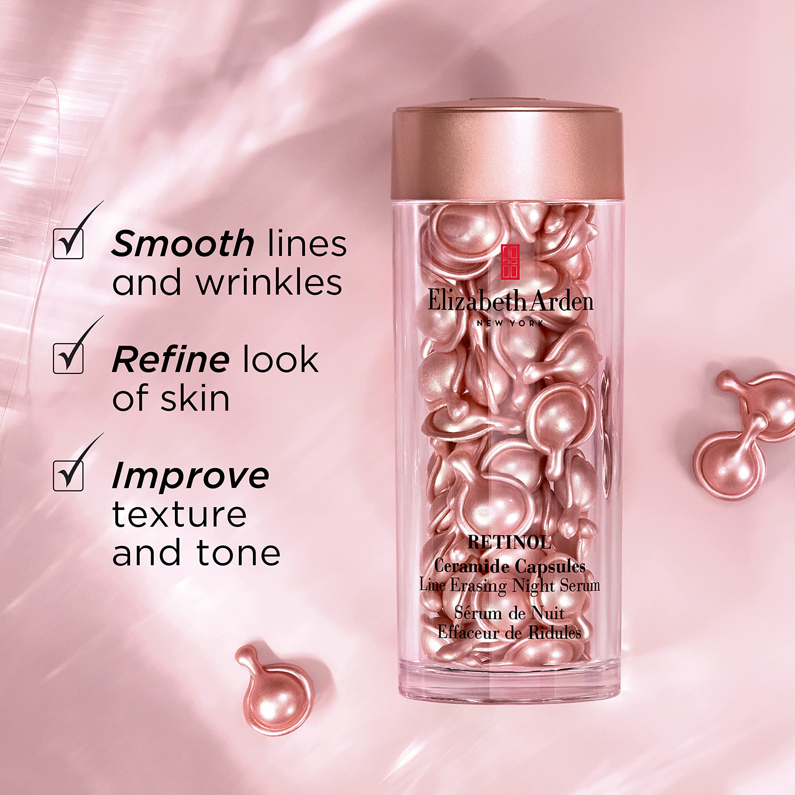 Elizabeth Arden Smooth & Plump Bundle, Retinol & Hyaluronic Acid Serum Ceramide Skincare Capsules