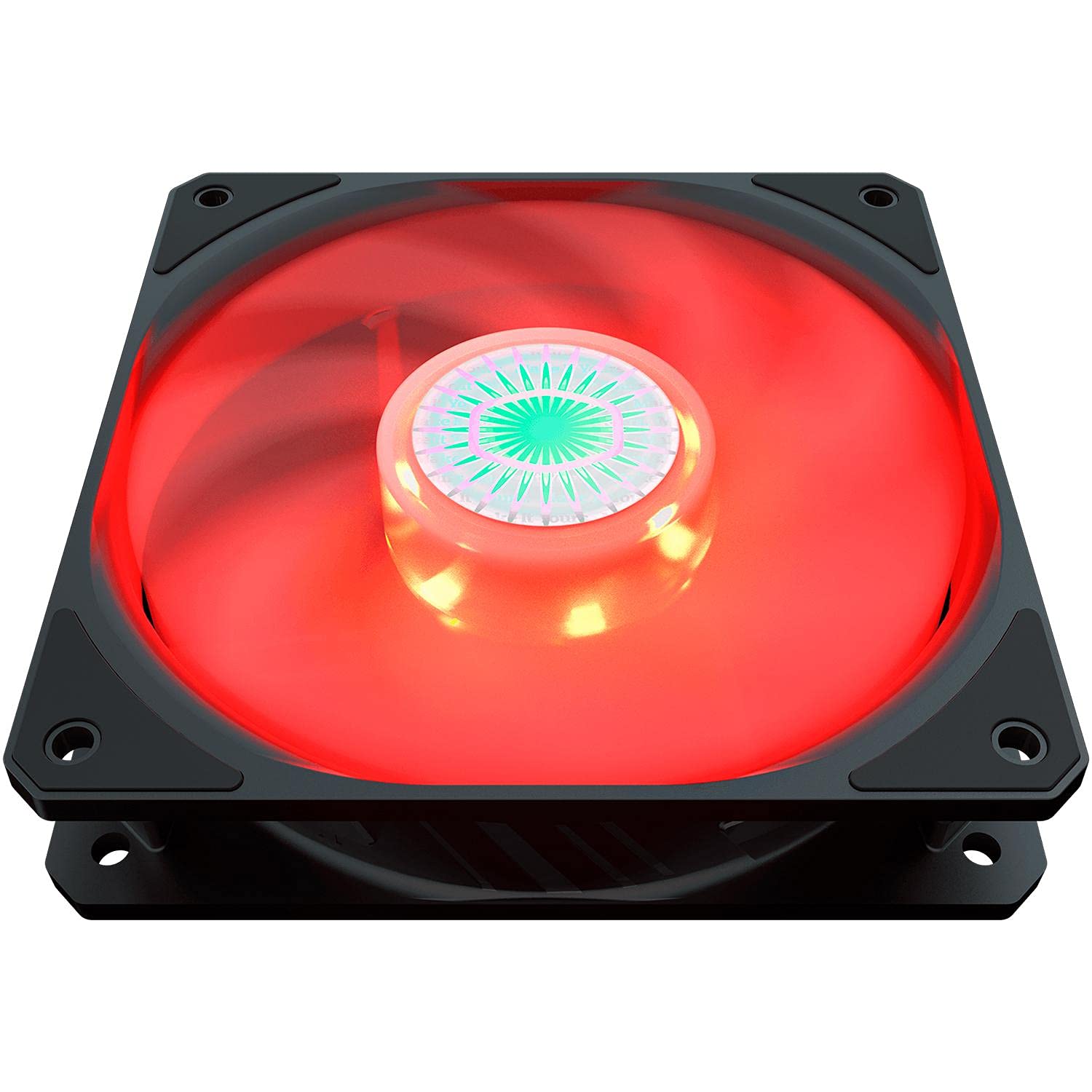 Cooler Master SickleFlow 120 V2 Red Led Square Frame Fan, Air Balance Curve Blade, Sealed Bearing, 120mm PWM Control for Computer Case & Liquid Radiator