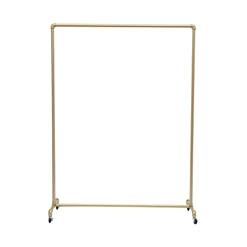 LOYALHEARTDY Industrial Pipe Clothing Rack Vintage Commercial Grade Pipe Clothes Racks Rolling Rack for Hanging Clothes Retail Display Heavy Duty Metal Garment Racks 47" Wx63 Tx16 D
