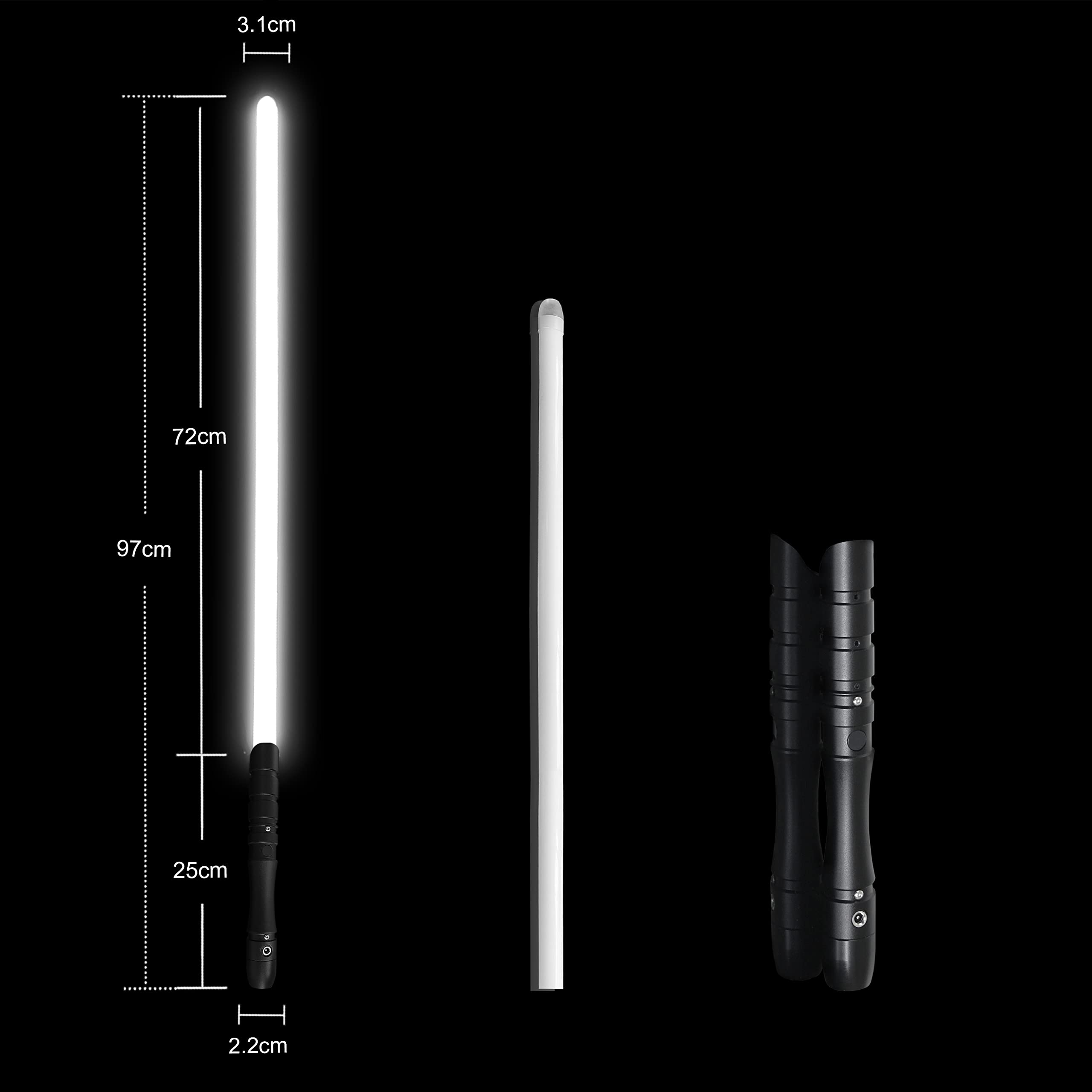 YDDSABER Pro Lightsaber, Jedi Sith Force FX LED Heavy Dueling, Rechargeable Light Saber for Adults & Kids, Metal Hilt, Loud Sound, High Light with FOC, Blaster (White)