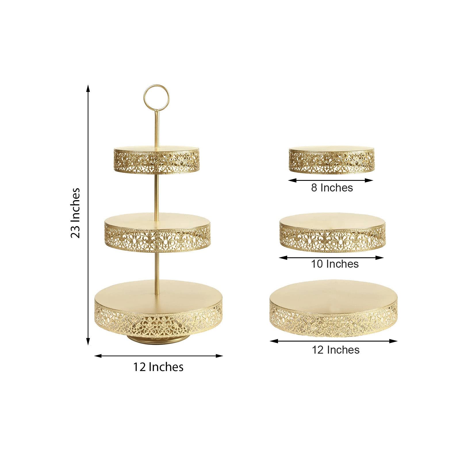 Efavormart 23" Tall Gold 3-Tier Metal Reversible Dessert Cupcake Stand for Wedding Decoration Event