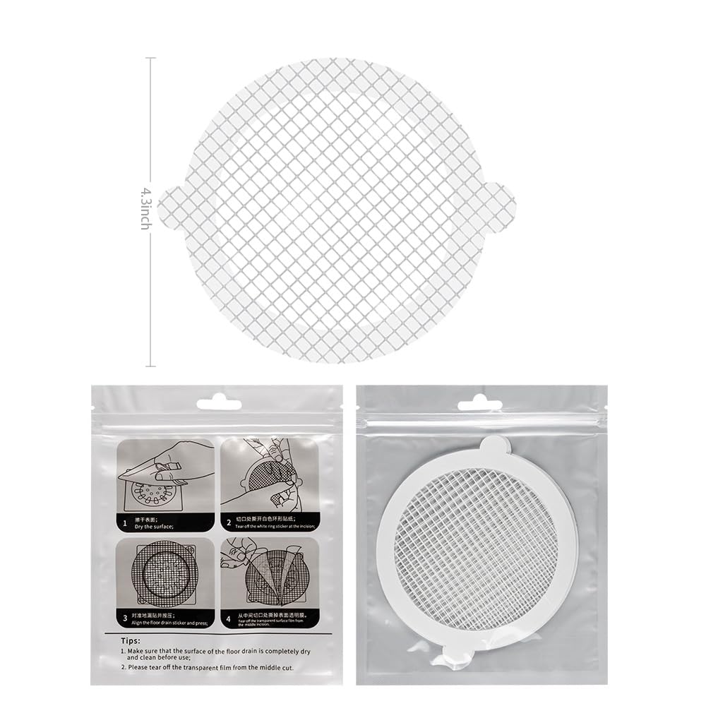 Generic 50Pack Disposable Round Mesh Shower Drain Hair Catcher Stickers - Tub Drain Cover for Bathroom, Kitchen, Sink, Bathtub (4.3 inches), White, YXR06