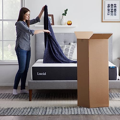 Lucid 10 Inch Memory Foam Plush โ Gel Infusion- Hypoallergenic Bamboo Charcoal- King Size Mattress, White