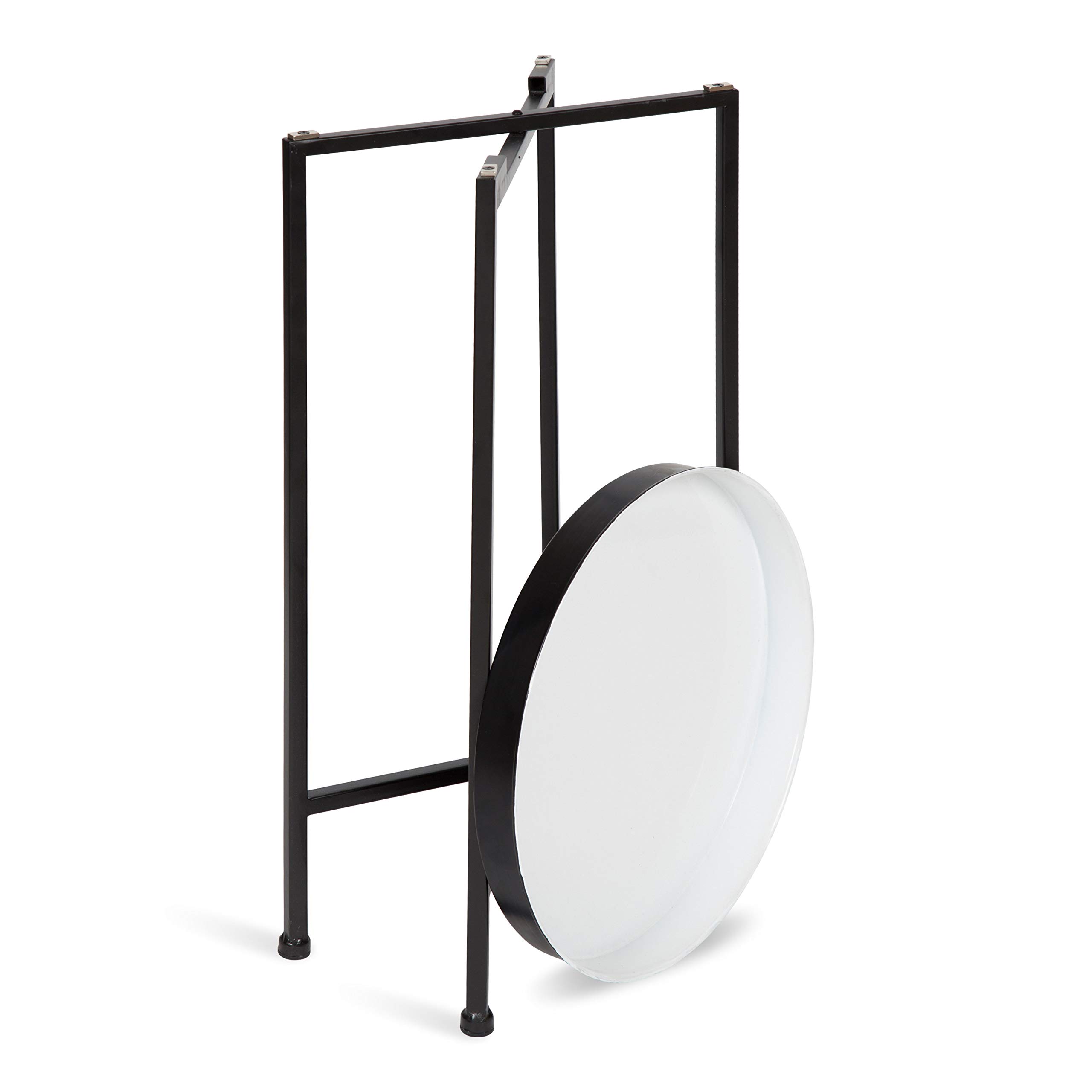 Kate and Laurel Celia Round Foldable Tray Accent Table, 14" x 14" x 25.75", White and Black, Modern Minimalist Design and Detachable Magnetic Tabletop