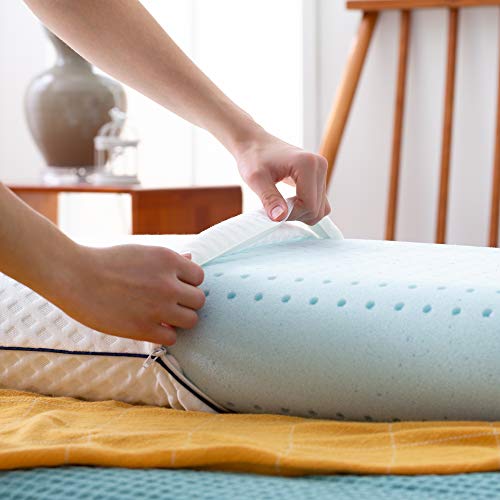 LINENSPA Pillow β Ventilated Gel Pillows Queen size β Memory Foam Pillows for Neck Support β Great for Side, Back, and Stomach Sleepers β Queen Size Pillows,Blue,white