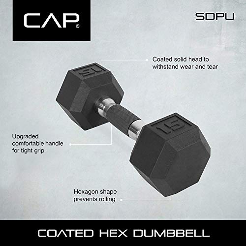 CAP Barbell Coated Dumbbell Weights with Padded Grip, 25-Pound