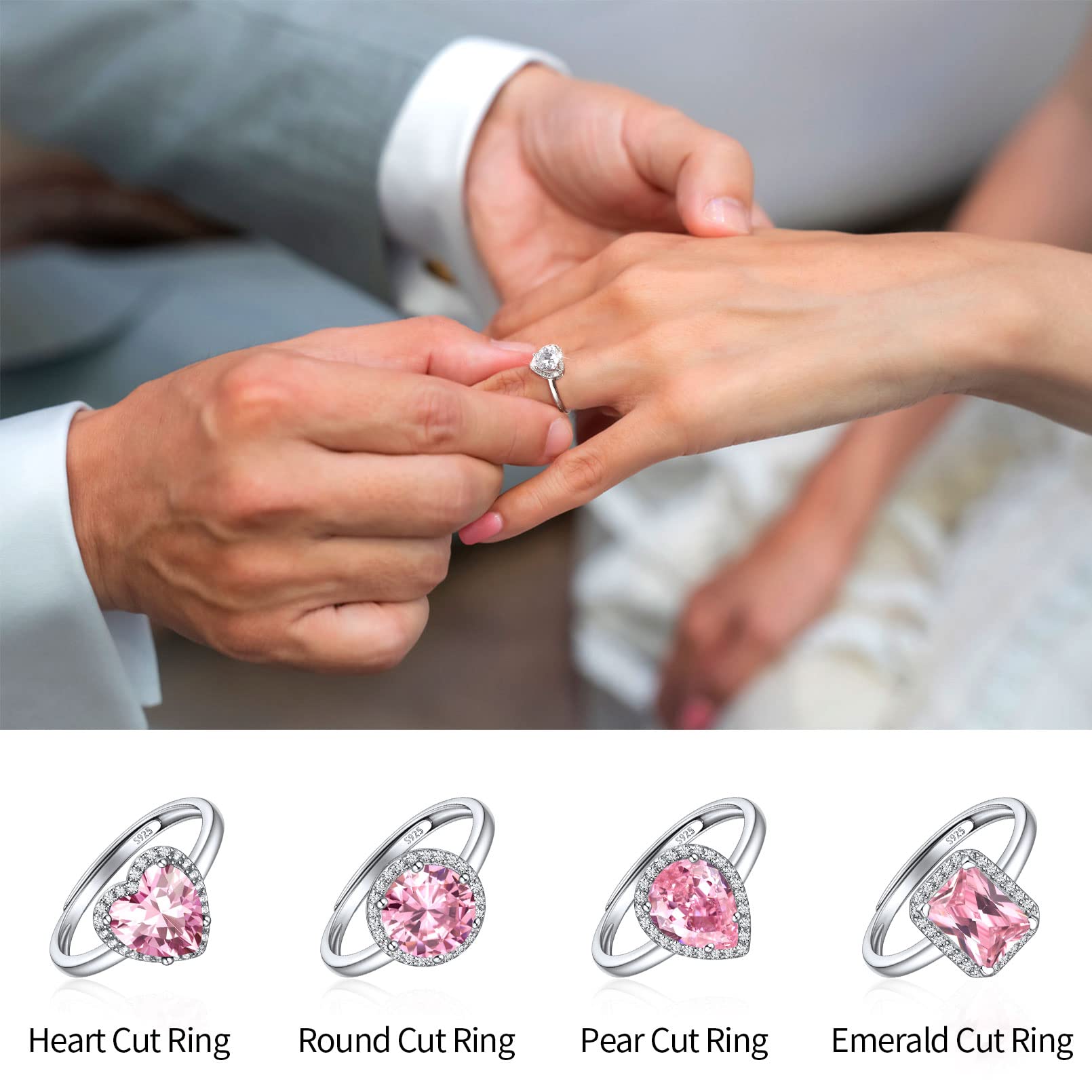 ChicSilver Green Emerald Ring May Birth Stone Ring for Women Pear Shaped Engagement Ring for Women