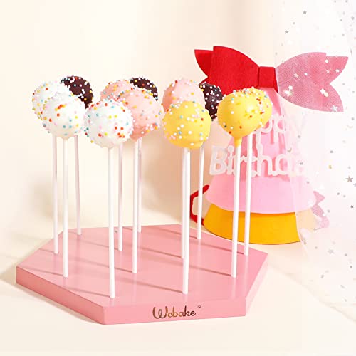 Webake Cake Pop Display Stand, Wood Lollipop Holder 12 Holes Sucker Cake Pop Drying Stand for Weddings Baby Showers Birthday Parties Anniversaries Halloween Candy Decorative