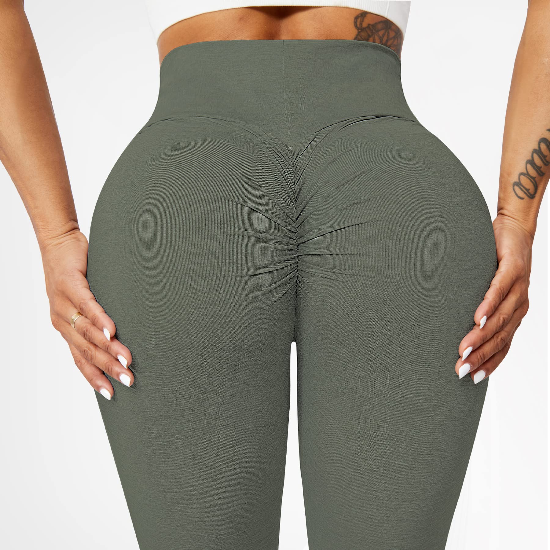 Chriamille Amplify Crossover Scrunch Butt Lifting Seamless Leggings for Women Booty High Waisted Workout Gym Yoga Pants Darkgrey