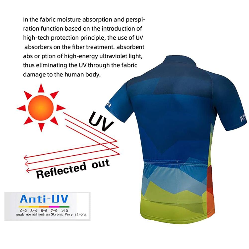 MOXILYN Men's Bike Clothing Set Cycling Jerseys Road Bicycle Shirts Kit + Bib Shorts Quick-Dry Full Zipper Riding Clothes
