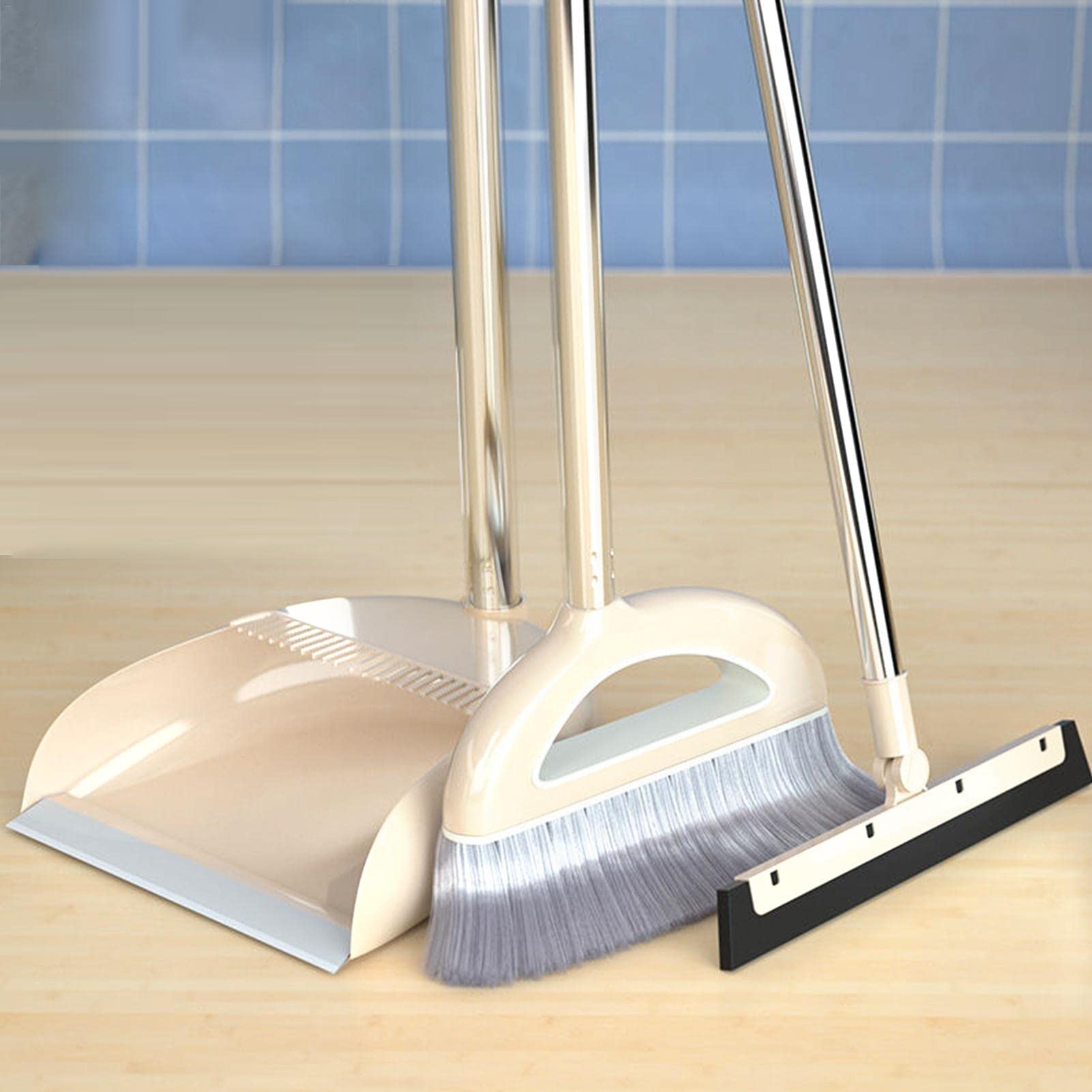 Generic Brooms and Dustpans Set - 3 Pieces Magic Broom Set, Sweeping Magic Broom, Dust Pan and Broom with Long Handle,Home Kitchen Room Lobby Indoor Floor Cleaning Broom and Dustpan Set for Home