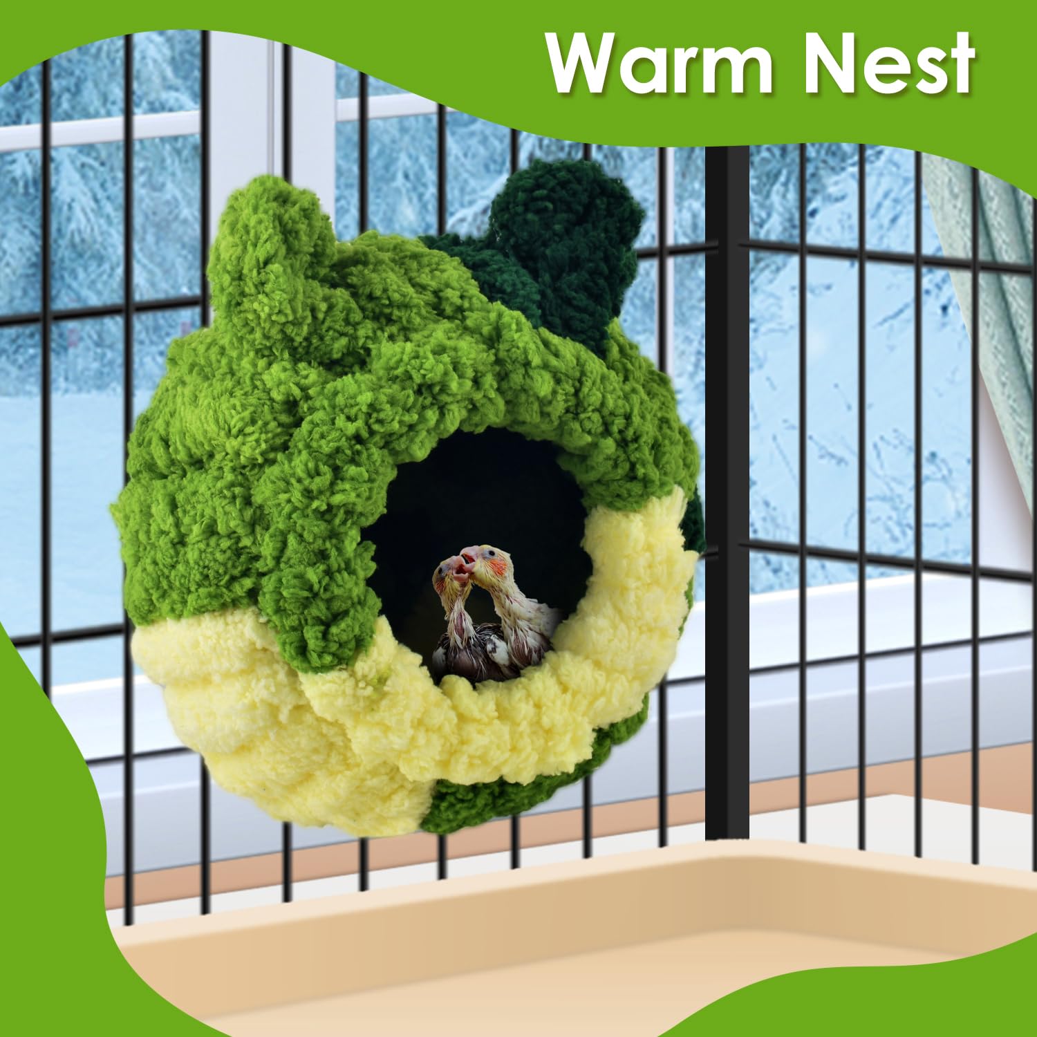 KATUMO Bird Nest, Conure Breeding House Parrotlet Snuggle Hut Lovebird Bed for Conure, Lovebird, Canary, Finch, Coneshape Birds, Hamster, Small Pets