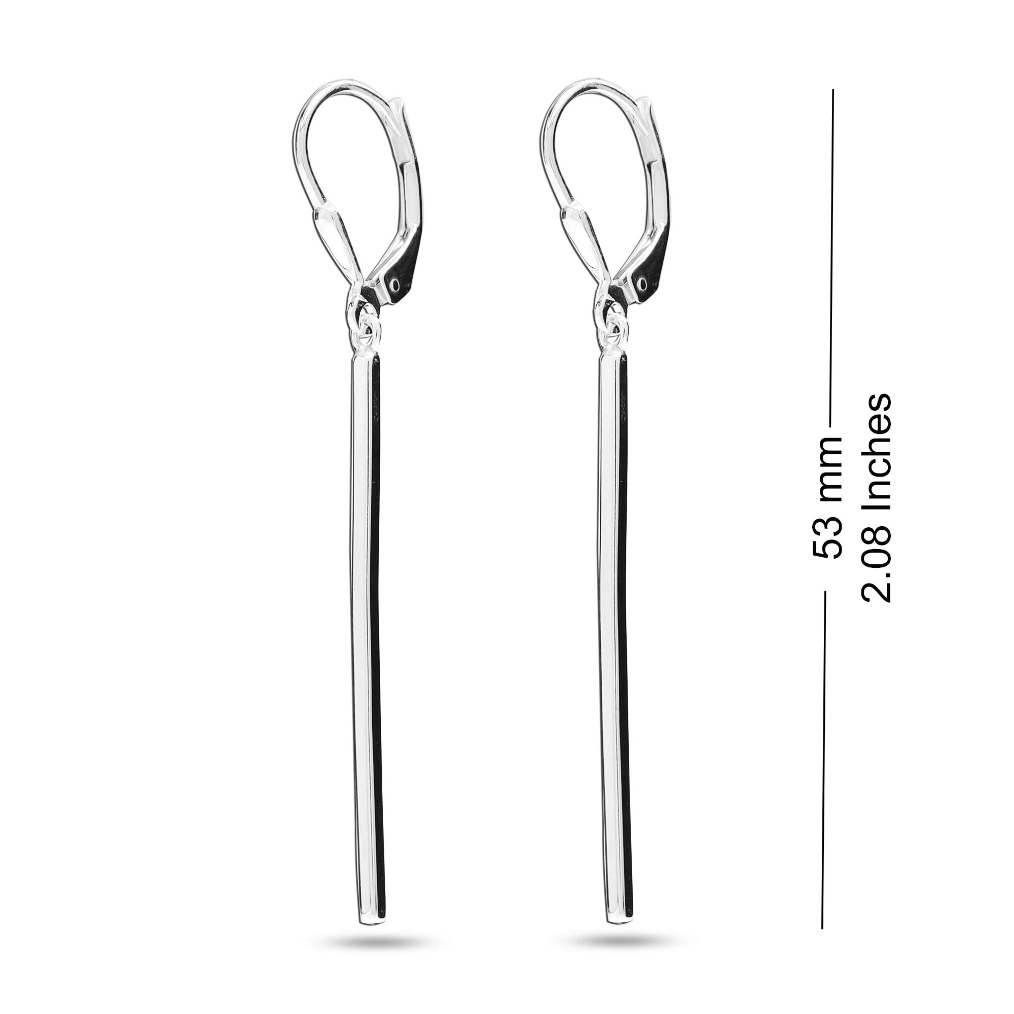 Charmsy 925 Sterling Silver Jewelry Lightweight Vertical Bar Leverback Drop Dangle Earrings for Women 53mm