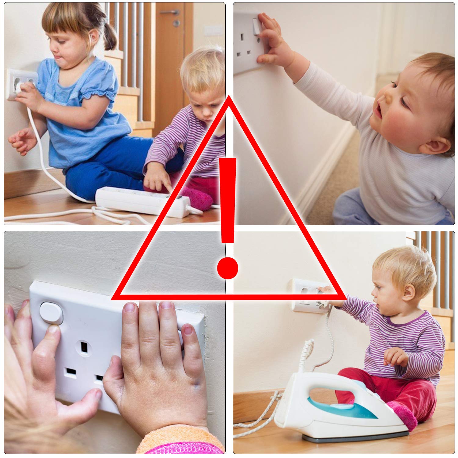 ChengFu Self-Closing Electrical Babyproof Outlet Covers - an Alternative to Wall Socket Plugs for Child Proofing (4 Pack)