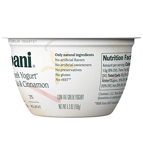 Chobani® Less Sugar Low-Fat Greek Yogurt Madagascar Vanilla Cinnamon 5.3oz