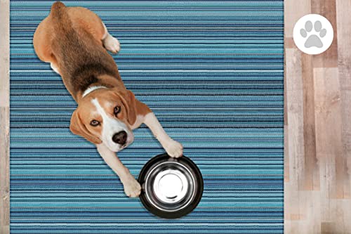 FH Home Outdoor Camping Rug - Waterproof, Fade Resistant, Reversible - Premium Recycled Plastic - Striped - Large Patio, Deck, Sunroom, RV - Havana - Turquoise - 9 x 12 ft Foldable