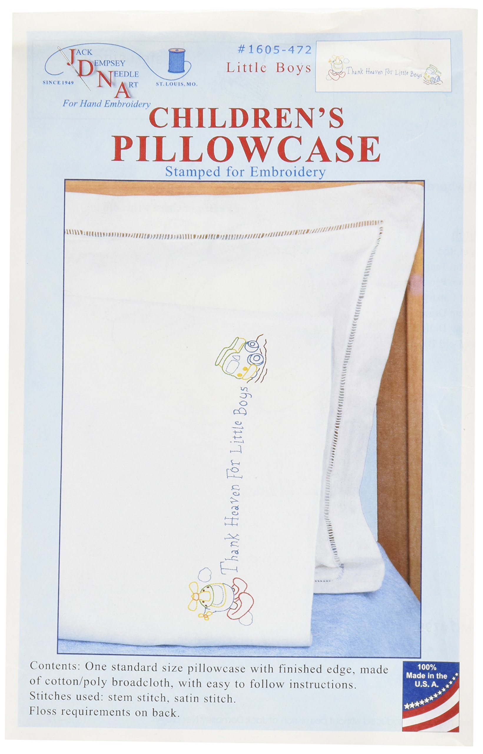 Jack Dempsey Children's Stamped Pillowcase with White Perle Edge, Little Boys, 1-Pack