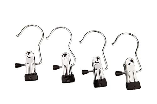 HAIZLUOP Boot Hangers for Closet, Boot Clips Hooks for Hanging Boots, Metal Hanger Clips, Chrome, 4 Pack