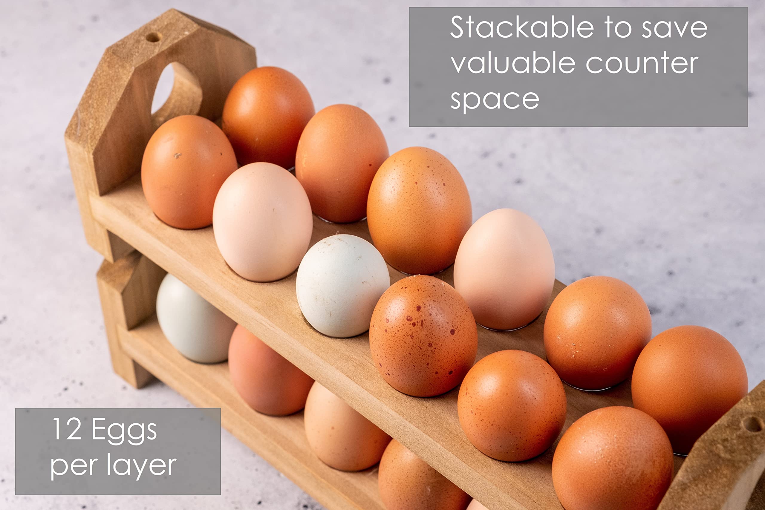 Farmhouse Stackable Wood Egg Holder l Egg Storage l Fresh Egg Storage l Wooden Egg Holder l Wooden Egg Rack l Wood Egg Carton l Egg Tray (1)