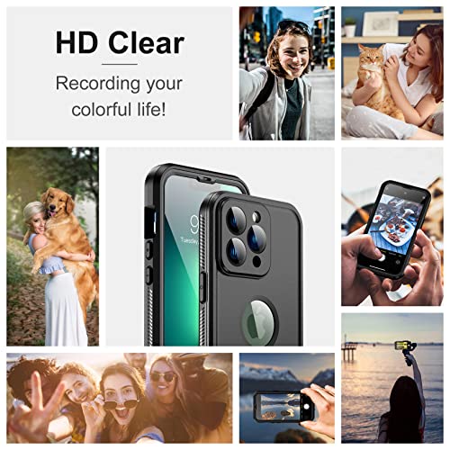 Temdan [Real 360 for iPhone 13 Pro Max Case Waterproof, Built-in 9H Tempered Glass Camera Lens & Screen Protector [Dustproof] [Dropproof][IP68 Underwater] Full-Body Shockproof Phone Case-Black
