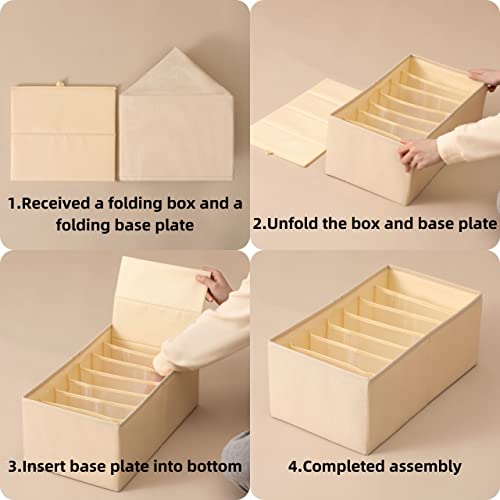 tianzong 3-Piece Set Wardrobe Clothes Organizer, Extra-Large Clothes Organizer for Jeans and Folded Clothes (5 + 7 + 9 Grids, Light Grey)