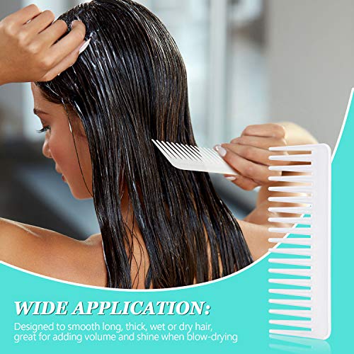 Large Hair Detangling Comb, Wide Tooth for Curly, Wet Dry Hair, No Handle Comb Styling Shampoo Comb (White, Cyan)
