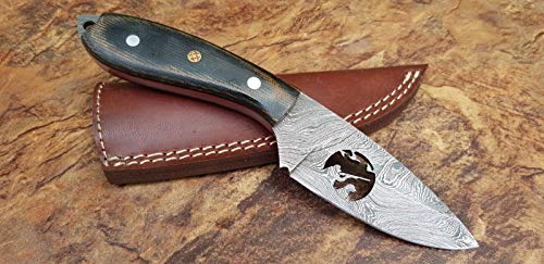 Carepro Hand Forged Damascus Steel Knife Black Micarta Handle Custom Made Hunting Knife