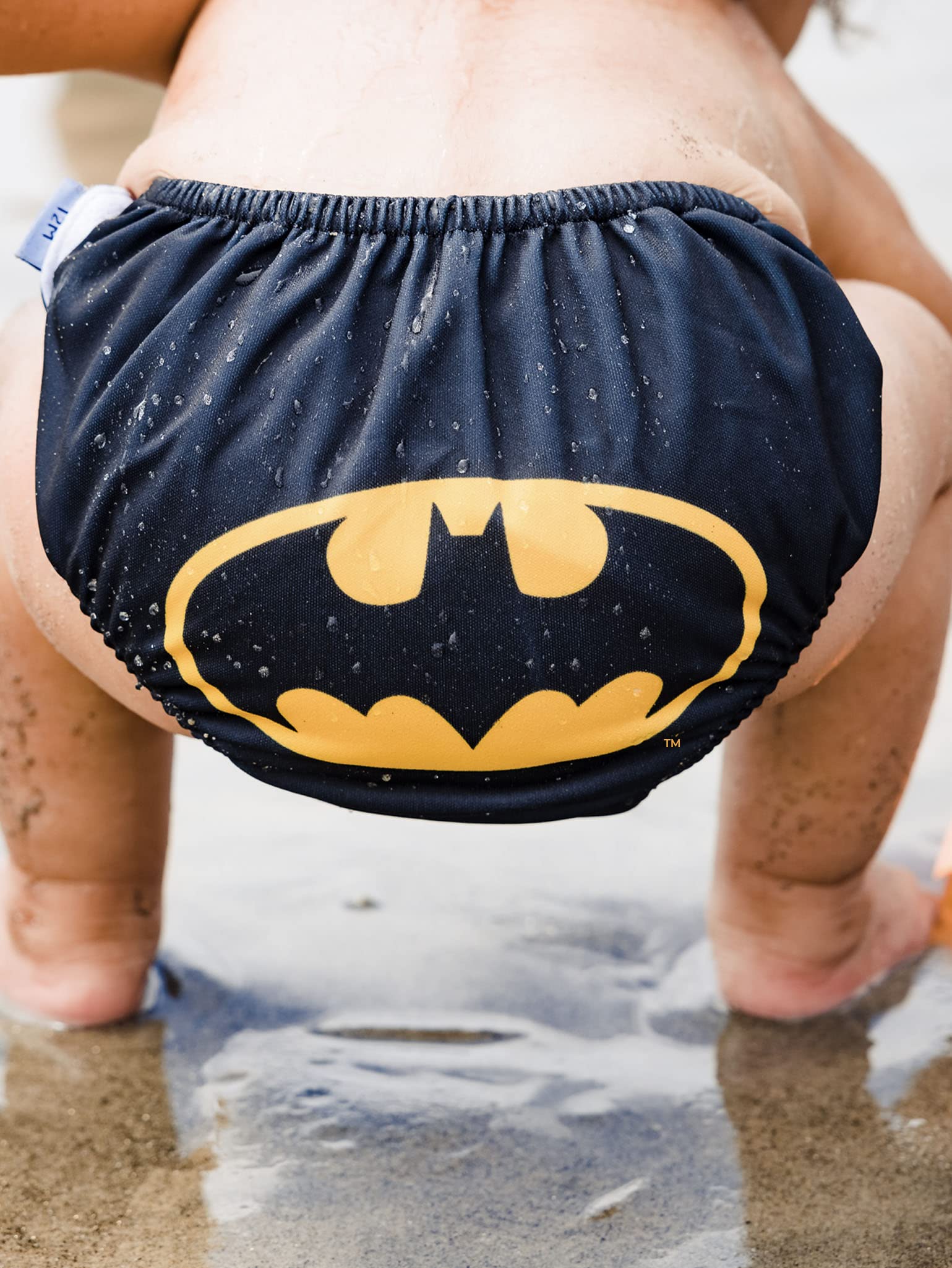 Simple Being Adjustable Snap Reusable Swim Diaper, Double Gusset (DC Batman 3 Years)