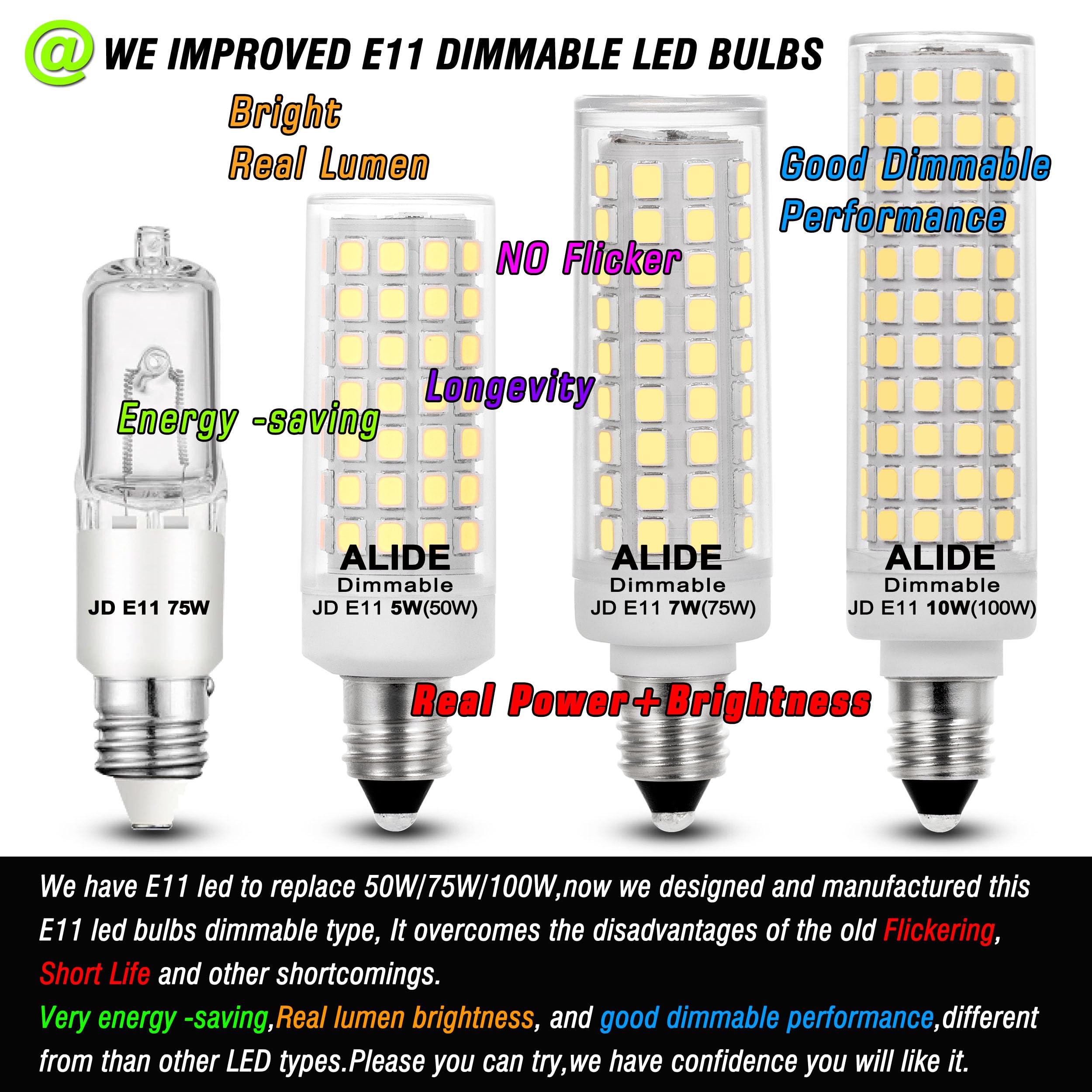JDE11 Led Bulbs 120V 75W Halogen Candelabra Bulbs Equivalent Dimmable,T3 T4 Mini Base JD E11 Bulb, 6000K Daylilght White 7W 750lm E11 for Chandeliers,Candelabra,Ceiling Fan,Cabinet Lighting,4Pcs