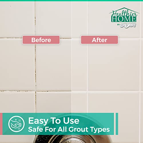 CHOMP! Grout Cleaner and Brightener, Includes Easy Scrubber Grout Cleaner Brush, Refreshes Grout and Removes Stains on Tile Floors and Walls in Showers, Bathrooms, Kitchens (1 Bottle x 32 Fl Oz)
