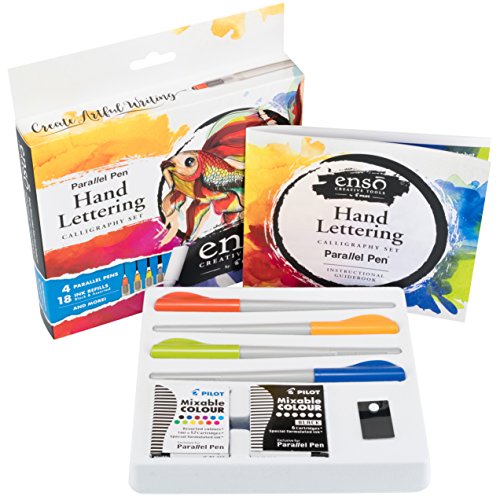 PILOT Enso Parallel Pen Hand Lettering Calligraphy Set - Amazon Exclusive Kit!; 4 Nib sizes (1.5mm, 2.4mm, 3.8mm, 6.0mm) Calligraphy, Hand Lettering or Whatever Your Muse Inspires (10678)