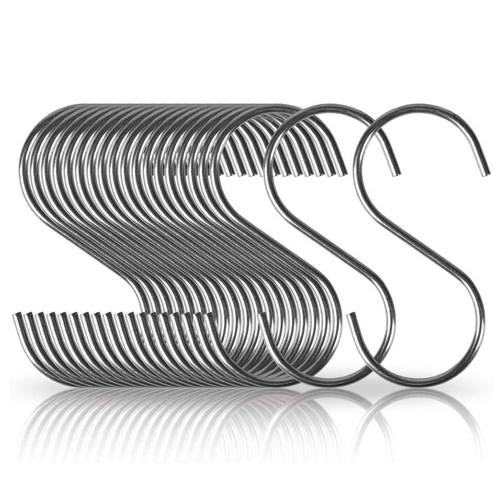 JOMIHONEY 30 Pack Heavy Duty S Hooks Stainless Steel S Shaped Hooks 2.5 inch Metal Hooks for Hanging, Hanging Hook for Kitchen, Bathroom, Bedroom and Office