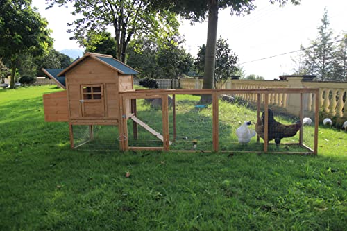 ECOLINEAR 120'' Chicken Coop w/Run Cage Outdoor Hen House for 2-6 Chickens Hutch Poultry Pet Wooden Coop Nest Box Garden Backyard