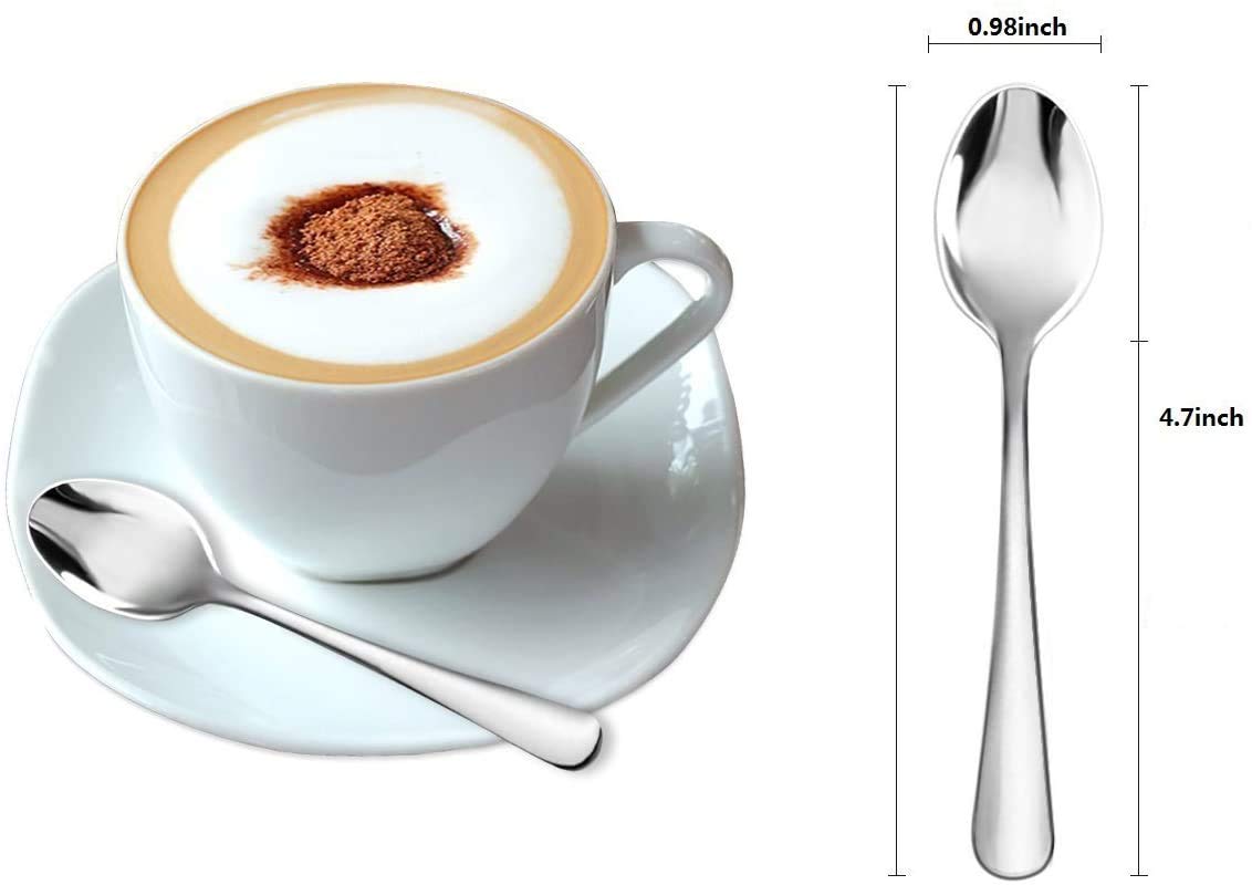 Demitasse Espresso Spoons,10pcs Mini Coffee Spoon 4.7 Inch Stainless Steel Spoons Small Spoons for Dessert, Tea (silver)