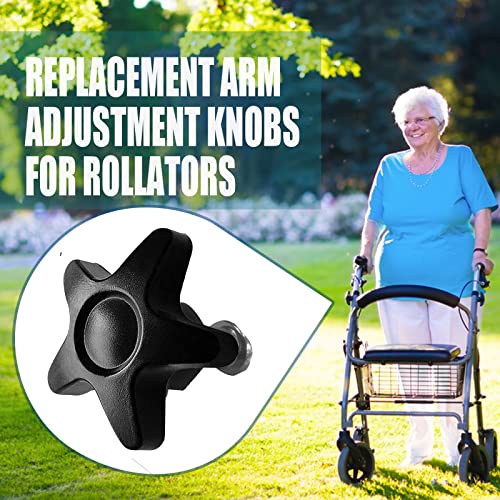 Pacify 2 Pack Replacement Adjustment Star Knobs for Rollator Walker Guardian Walker M6 T Bolt with Washers Platform Attachment for Walker