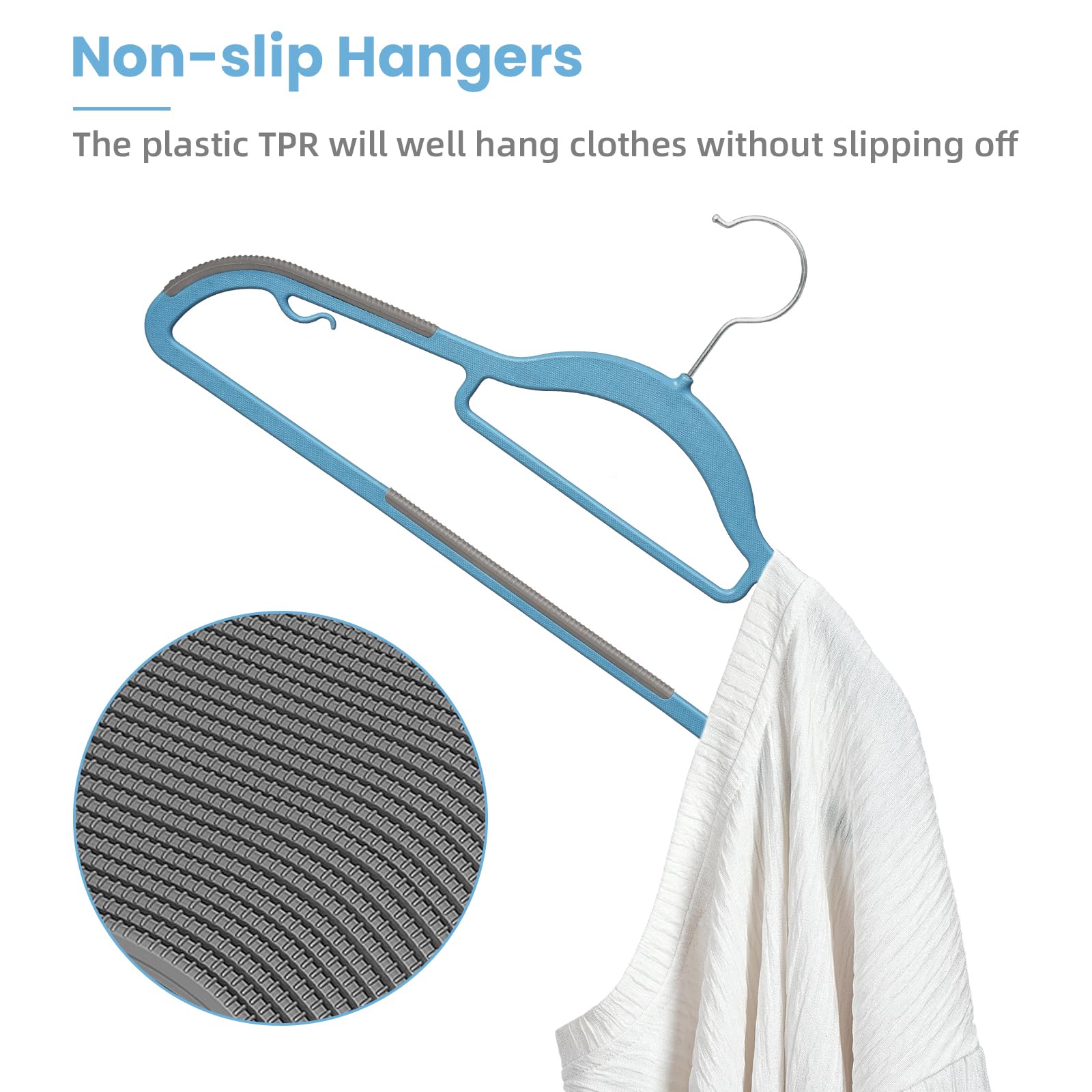 Heavy Duty Standard Plastic Hangers 50 Pack with Non-Slip Design,360°Swivel Hook Space Saving Organizer for Bedroom Closet,Shirts,Pants,Strong Enough for Coat(Black)