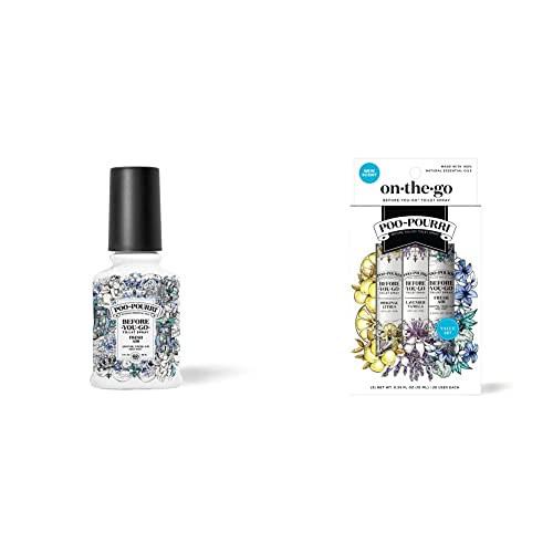 Poo-Pourri Before-You-Go Toilet Spray, Fresh Air, 2 Fl Oz - Jasmine, Fresh Air and Mint & Before-You-Go Toilet Spray, On-The-Go, Travel Size Variety 10 mL