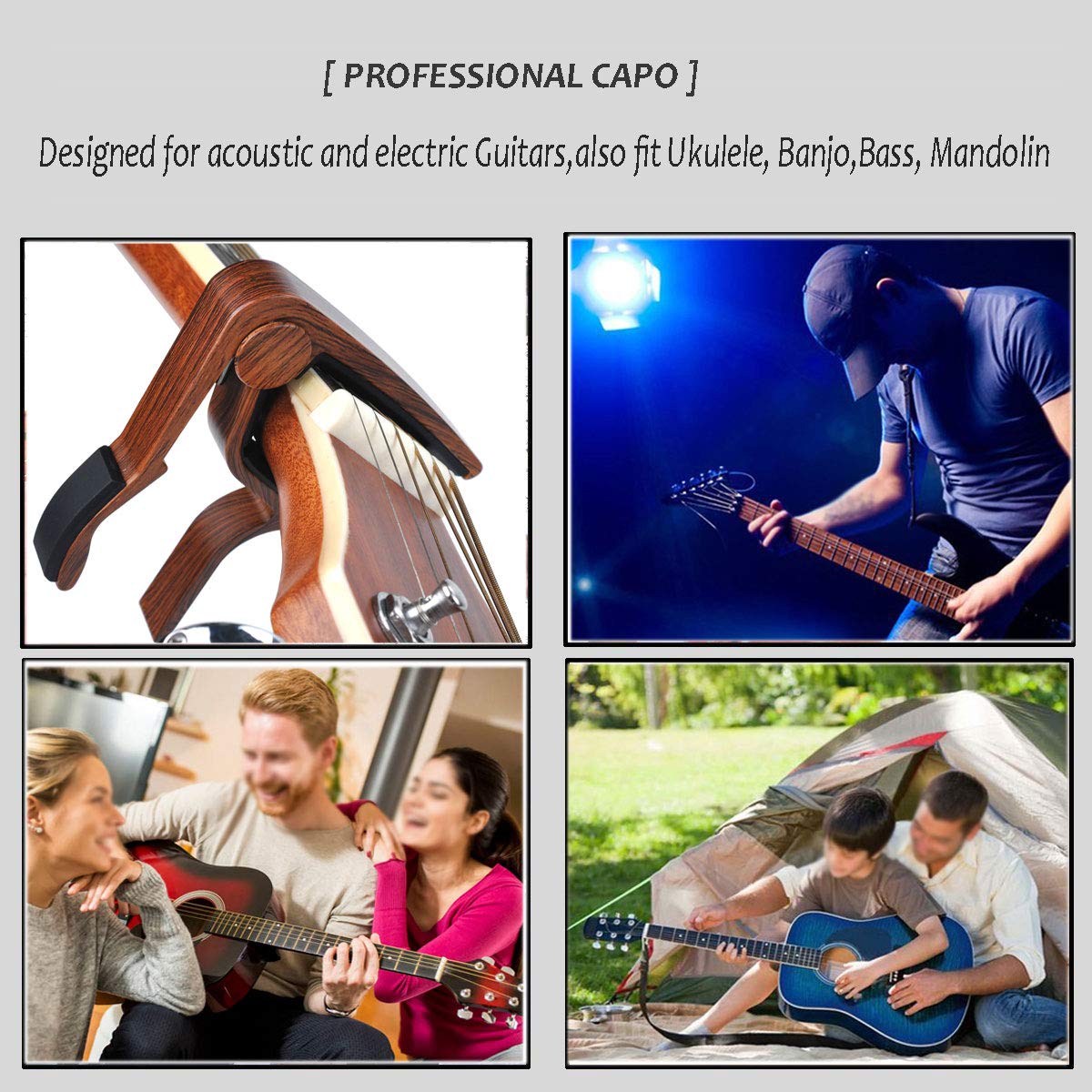 Capo,Sound harbor Guitar Capo Professional Quick-Change Capo for Acoustic Electric Guitar,Ukulele,Mandolin,Banjo