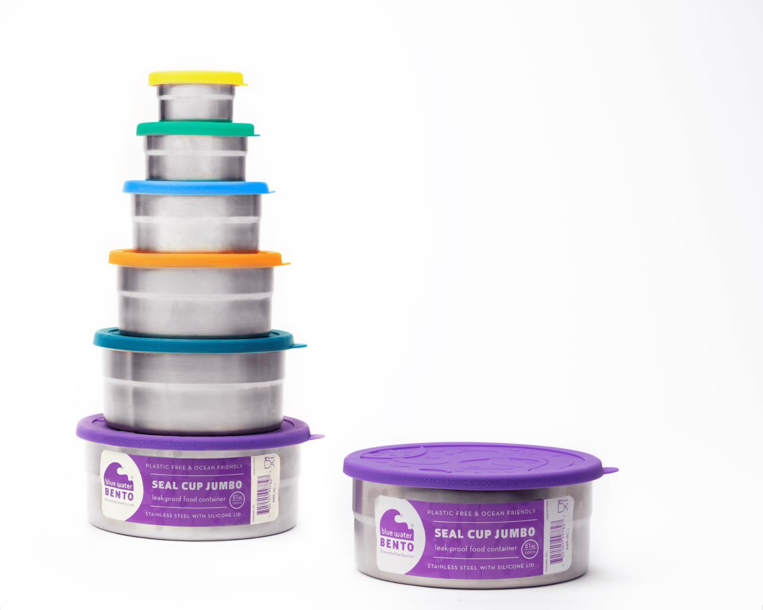 Ecolunchbox Stainless Steel Leak-Proof Large Round Food Container, Jumbo