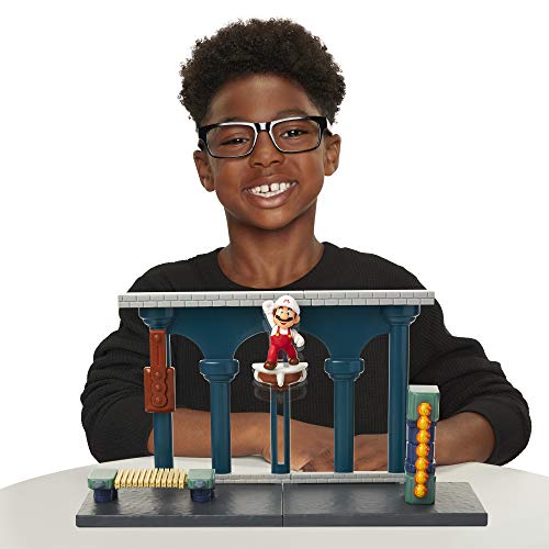 Nintendo Super Mario Lava Castle Deluxe Play Set, Includes: 2.5” Fire Mario Figure & Mechanical Features, Spinning Fireballs Tower, Swinging Pendulum, Bone Lift & Bridge