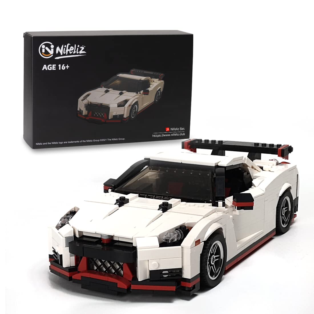 Nifeliz Mini Sports Race Car GTRS MOC Building Blocks and Construction Toy, Adult Collectible Model Cars Set to Build, 1:14 Scale (1024 Pcs)
