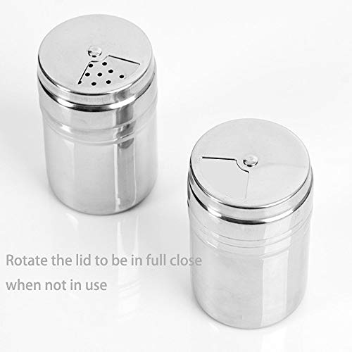 Verdental Stainless Steel Dredge Sugar/Spice/Pepper Shaker Seasoning Cans with Rotating Cover