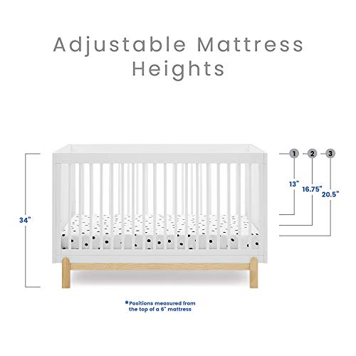 Delta Children Poppy 4-in-1 Convertible Crib, Bianca White/Natural
