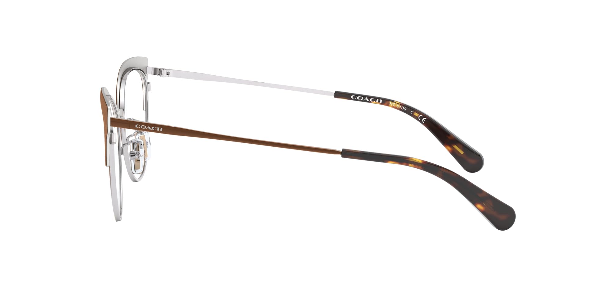 Coach HC5108 Prescription Eyewear Frames, Brown Silver Gold Gradient/Demo Lens, 54 mm