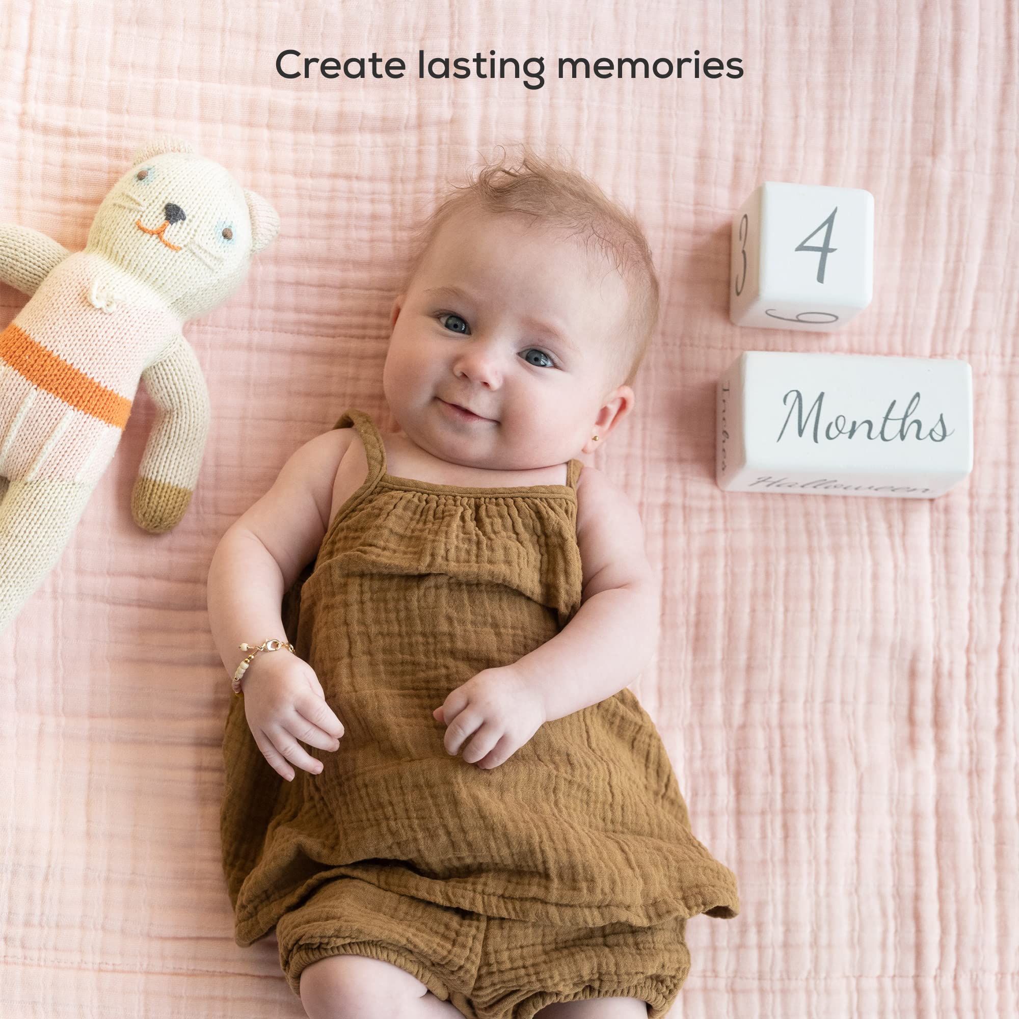 First Landings Milestone Blocks - Wooden Milestone Markers for Baby's First Year - White