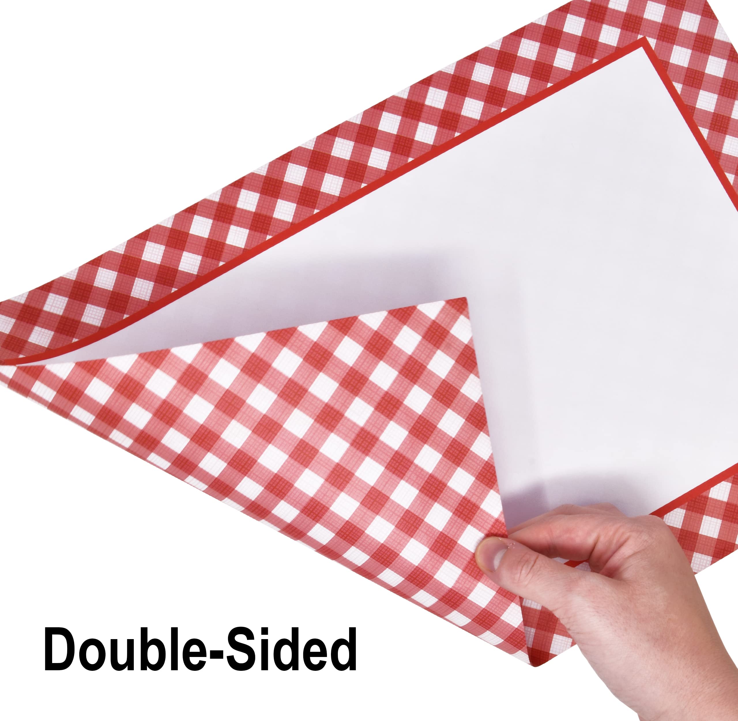 Disposable Red Gingham Paper Place Mats 50 Pack 11”x 17” Summer Checkered Picnic BBQ Table Mat Charger Place Mat for Baby Shower Wedding Birthday Tea Party Dinner Table Setting Decorations 2 Sided