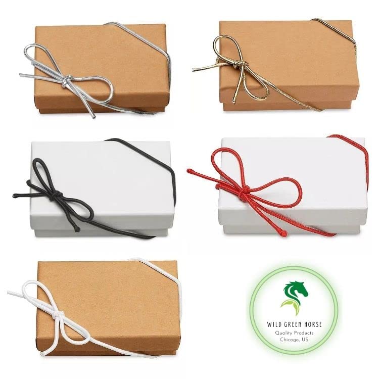 WGH Metallic Stretch Loops with Pre-Tied Bows, Elastic Cord Ribbon, Gift Box Bows, Elastic Ribbon String for Gifts, Box, Craft, Bags - Pack 50 Units (6", Silver)