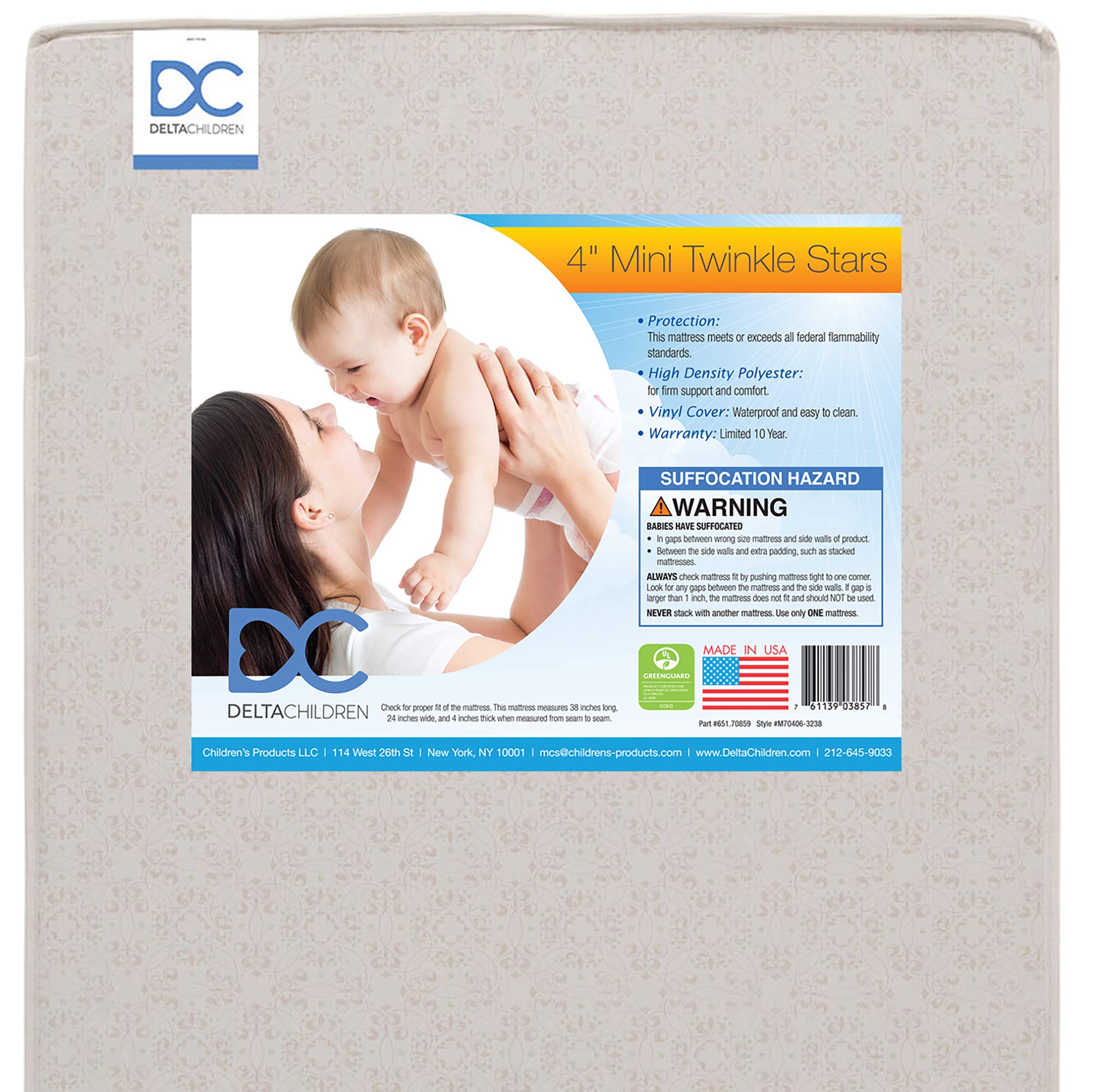 Delta Children Folding Portable Mini Baby Crib with Mattress Bundle