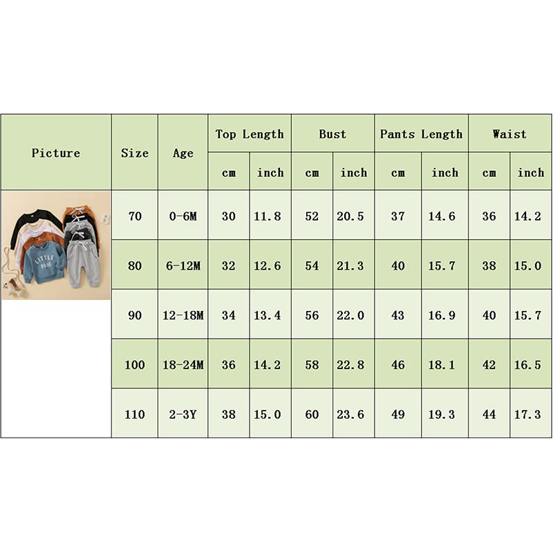Fepege Toddler Baby Boy 2Pcs Outfits Long Sleeve Letter Print Sweatshirt Pullover Long Drawstring Trousers Fall Winter Clothes Set (Blue, 0-6 Months)